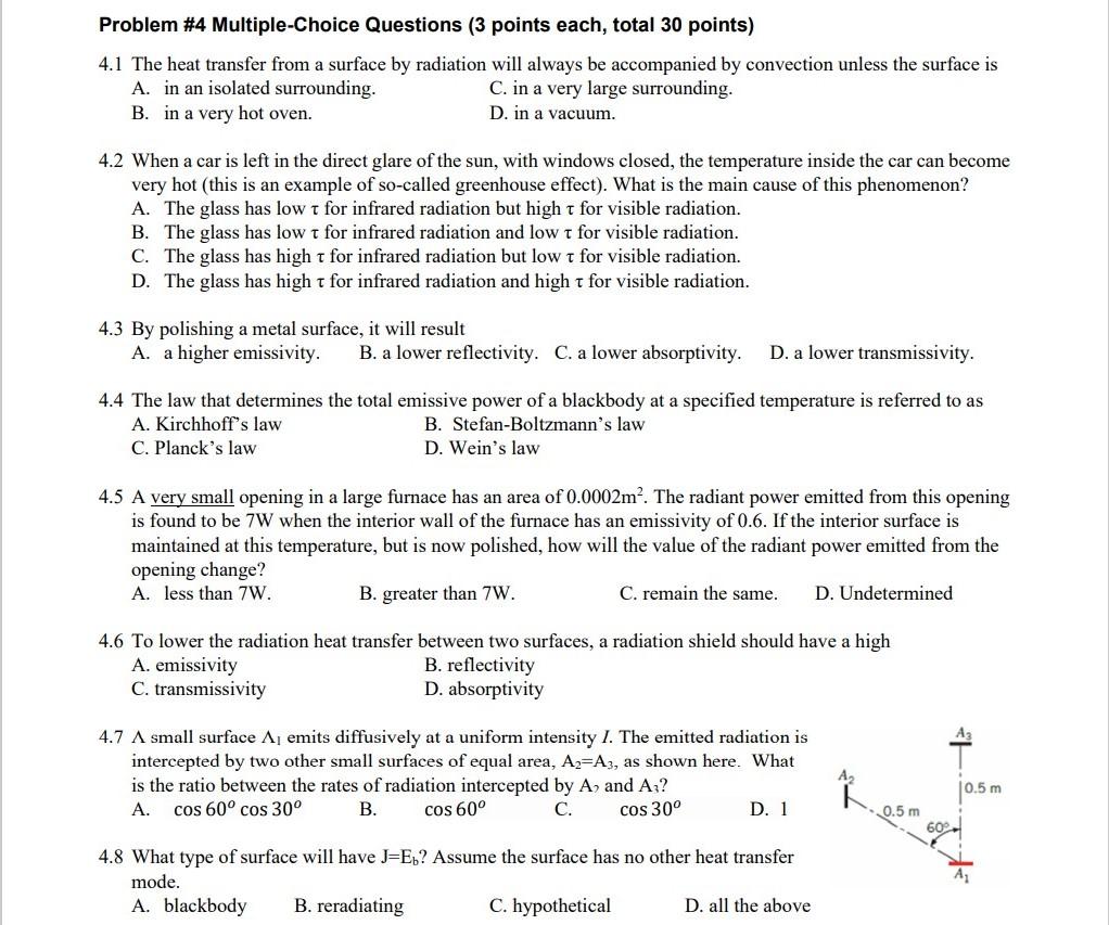 Solved Problem #4 Multiple-Choice Questions (3 points each, | Chegg.com