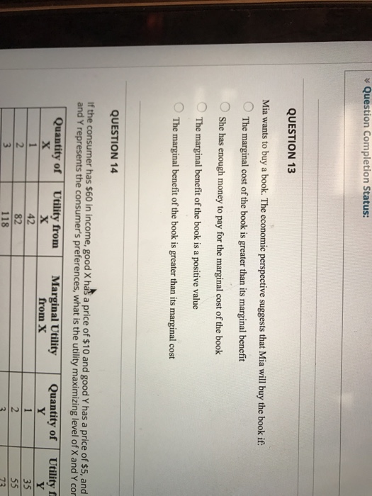 Solved Question Completion Status: QUESTION 13 Mia wants to | Chegg.com