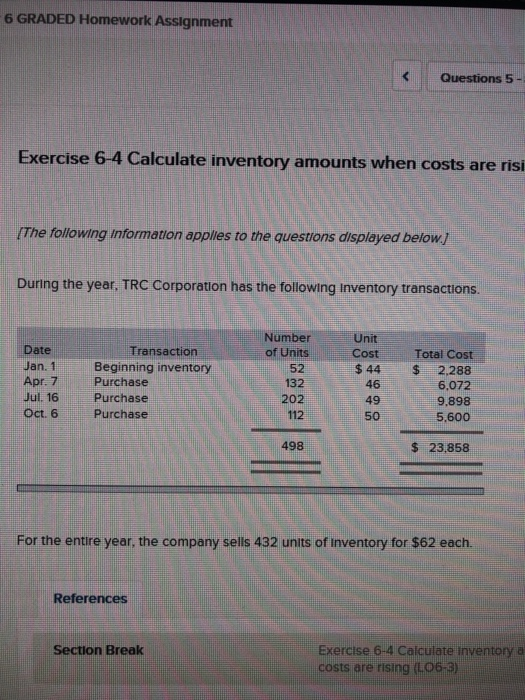 Solved 6 GRADED Homework Assignment KQuestions 5- Exercise | Chegg.com