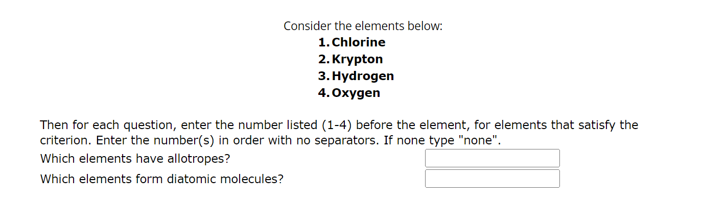 Solved Consider the elements | Chegg.com