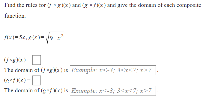 Solved Find the rules for (f@g)(x) ﻿and (g@f)(x) ﻿and give | Chegg.com