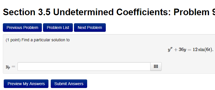 Solved Section 3.5 Undetermined Coefficients: Problems | Chegg.com