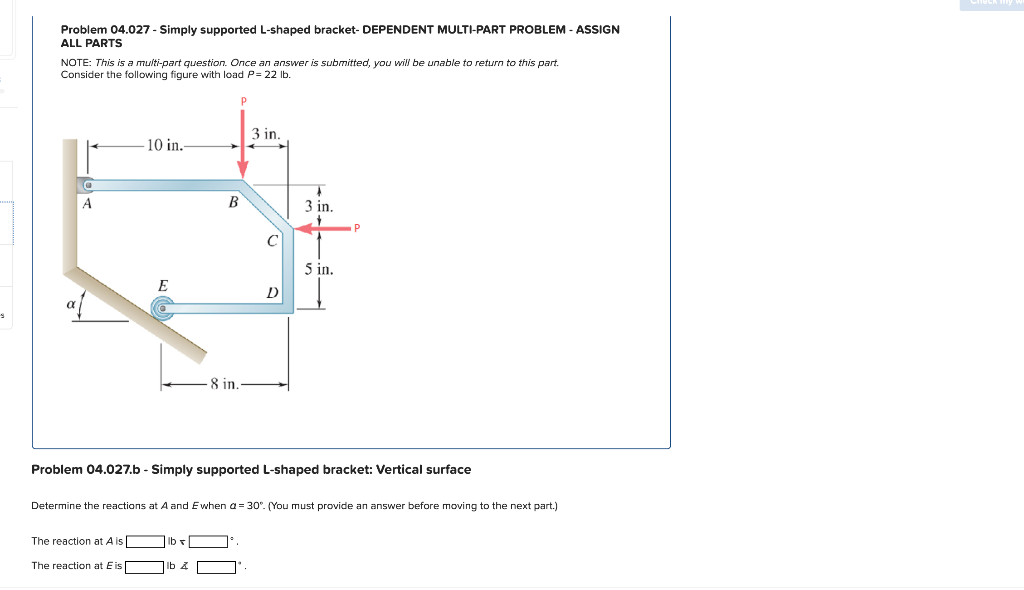 Solved Problem 04.027 - Simply supported L-shaped | Chegg.com