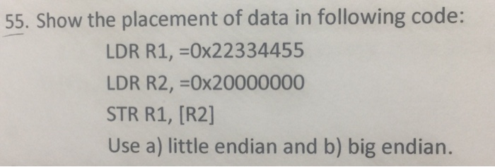 Solved 55. Show the placement of data in following code: LDR | Chegg.com