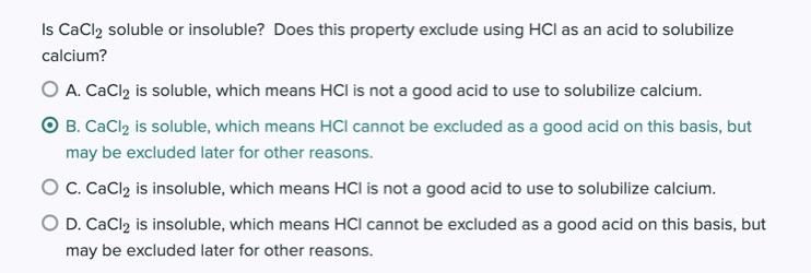 Solved Is CaCl2 soluble or insoluble? Does this property | Chegg.com