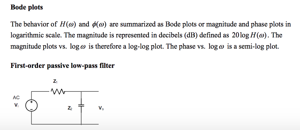 Solved Bode plots The behavior of H(0) and $(@) are | Chegg.com