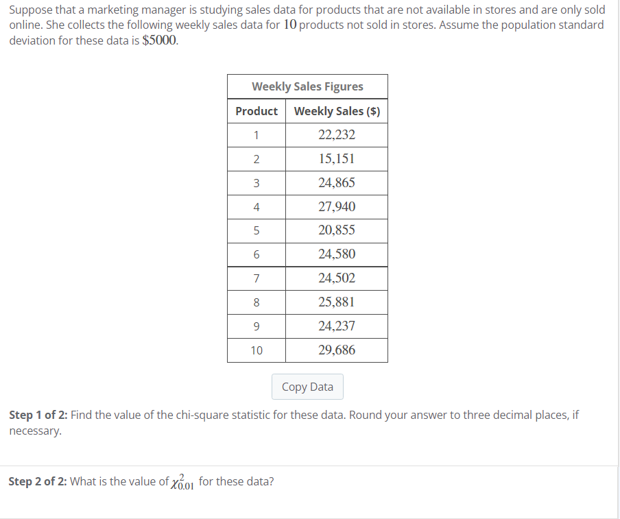 Solved Suppose that a marketing manager is studying sales | Chegg.com