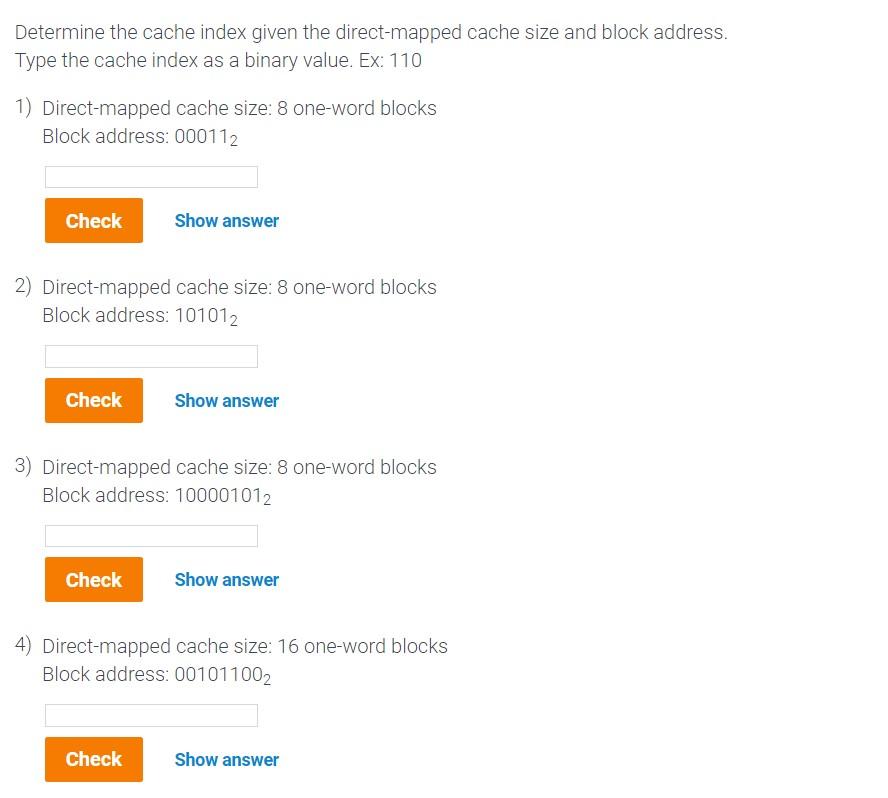 Solved Determine the cache index given the direct-mapped | Chegg.com