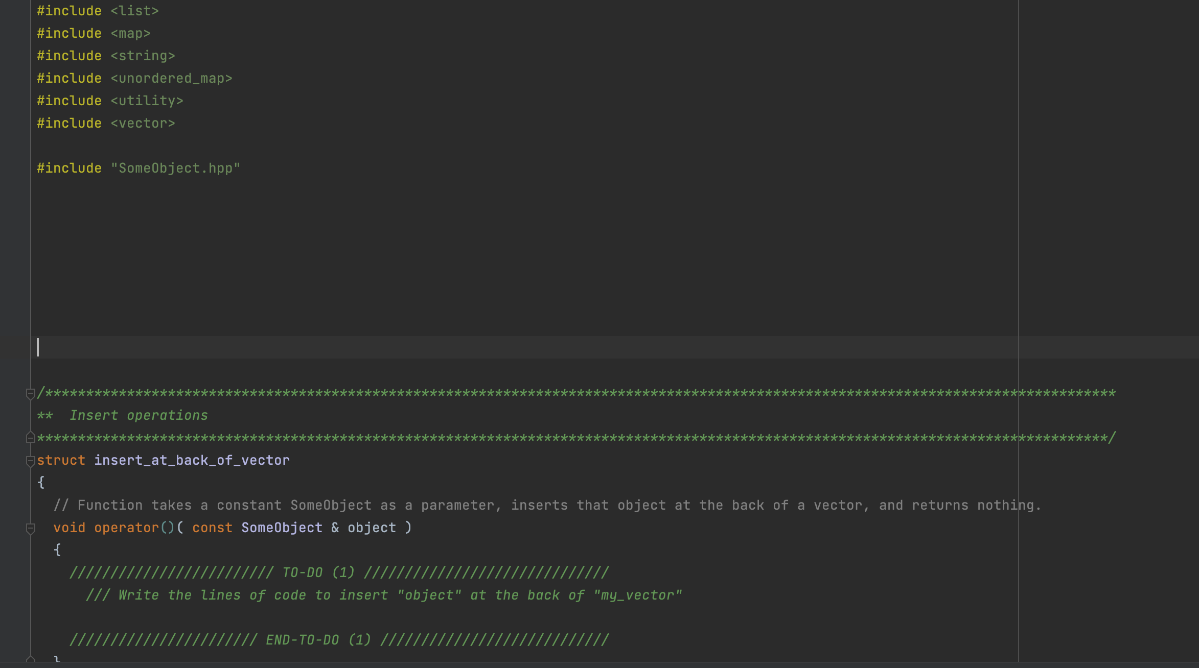 Solved struct insert_at_back_of_vector \{ // Function takes | Chegg.com