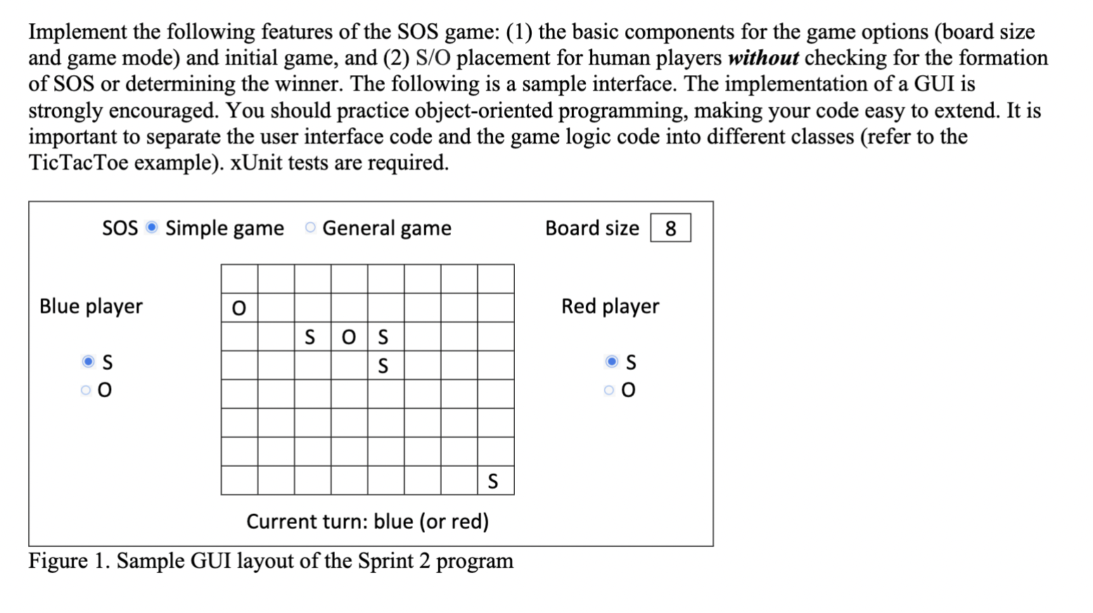 Solved Implement the following features of the SOS game: (1) | Chegg.com