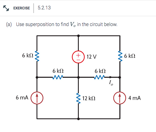 Solved (a) Use superposition to find Vo in the circuit | Chegg.com