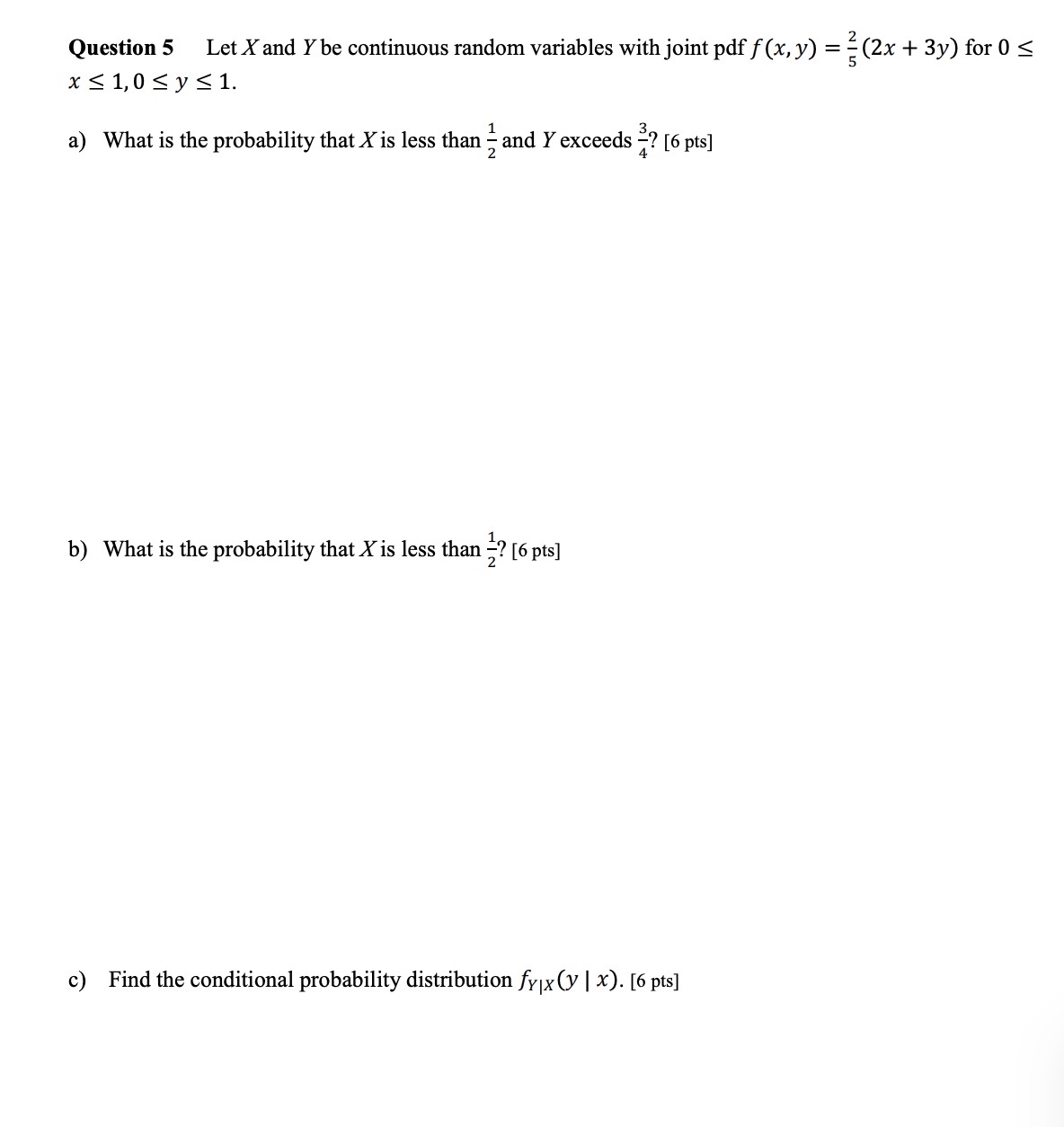 Solved Question 5 Let X and Y be continuous random variables | Chegg.com