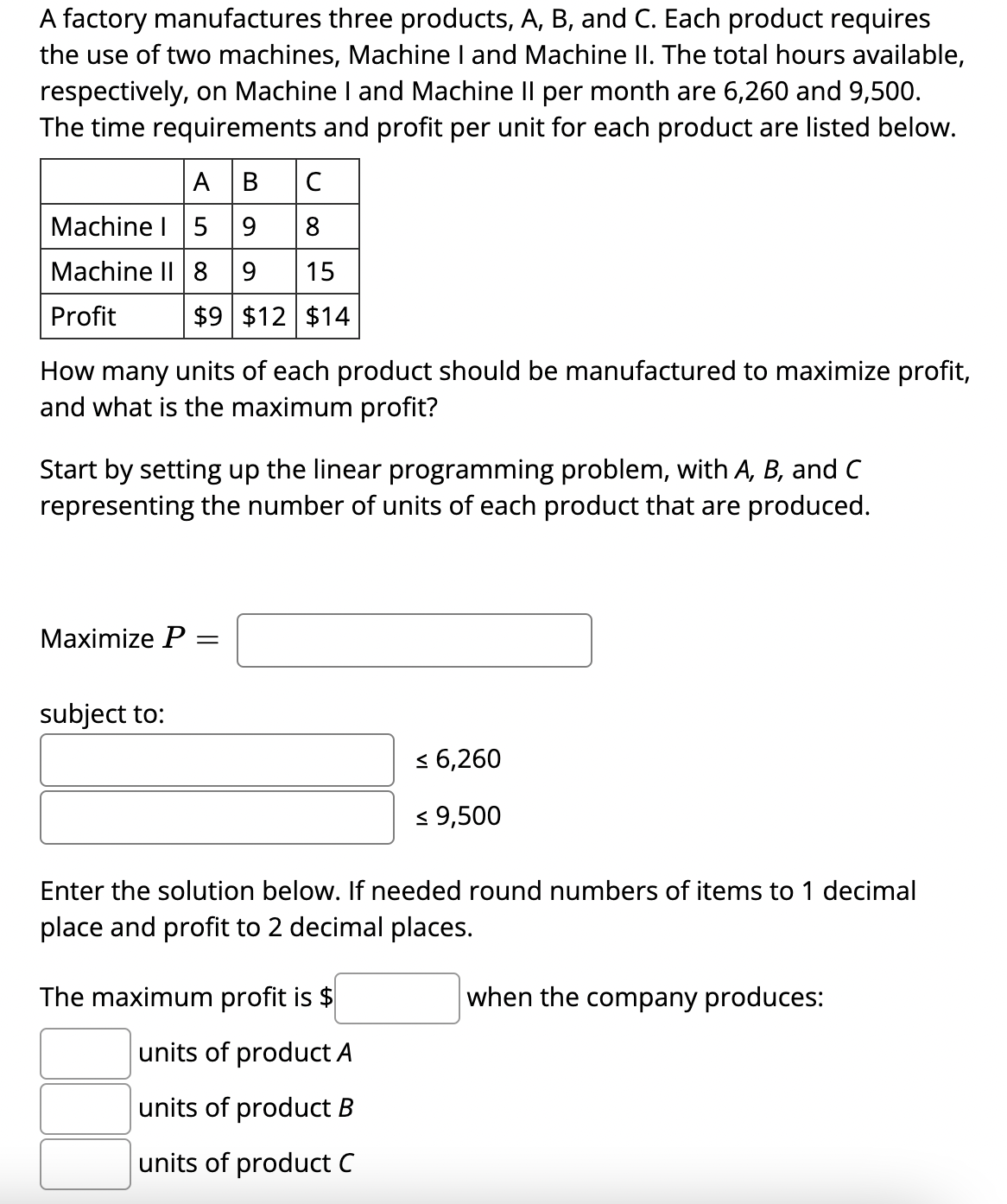 Solved A factory manufactures three products, A, B, and C. | Chegg.com