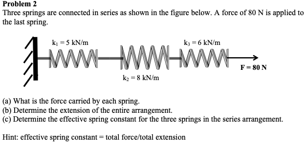 Solved Problem 2 Three springs are connected in series as | Chegg.com