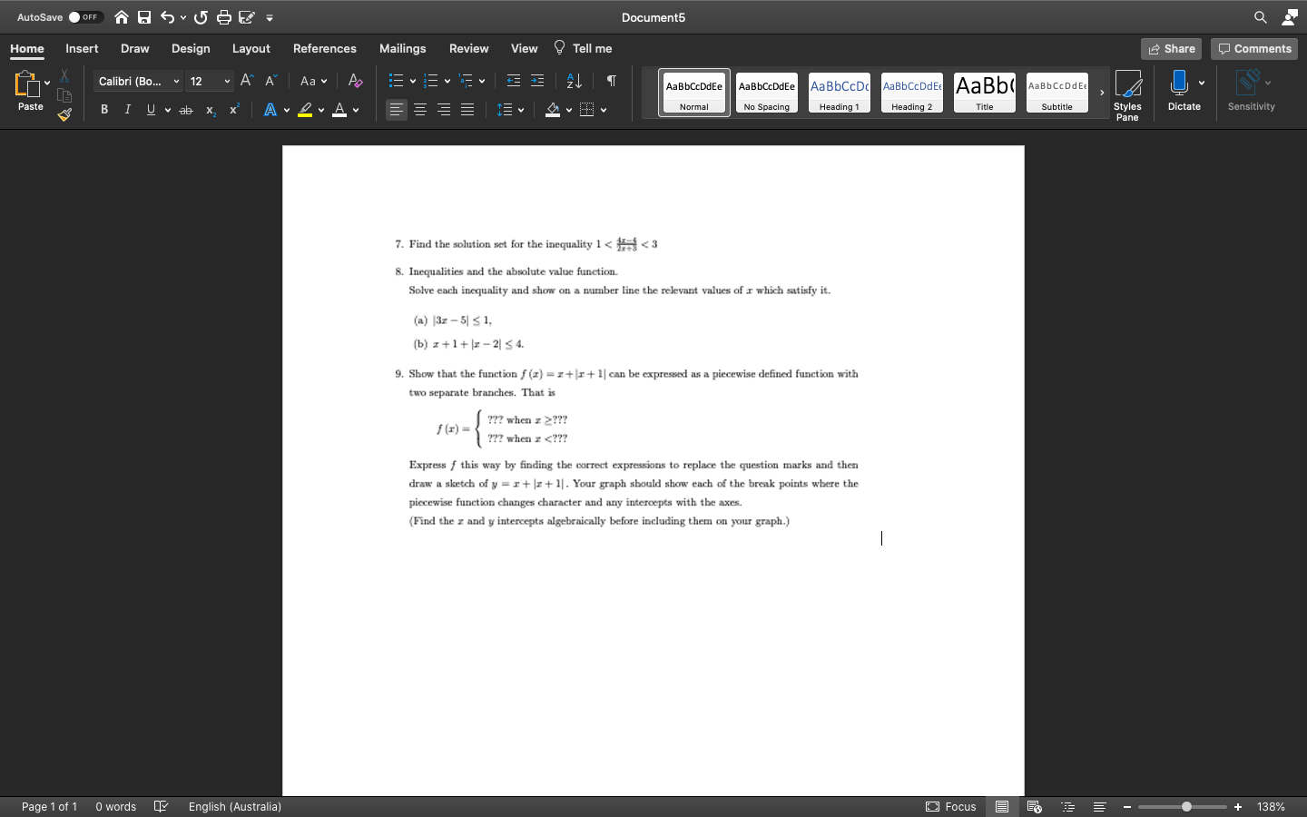 Solved AutoSave OFF ñosu Documents Home Insert Draw Design | Chegg.com