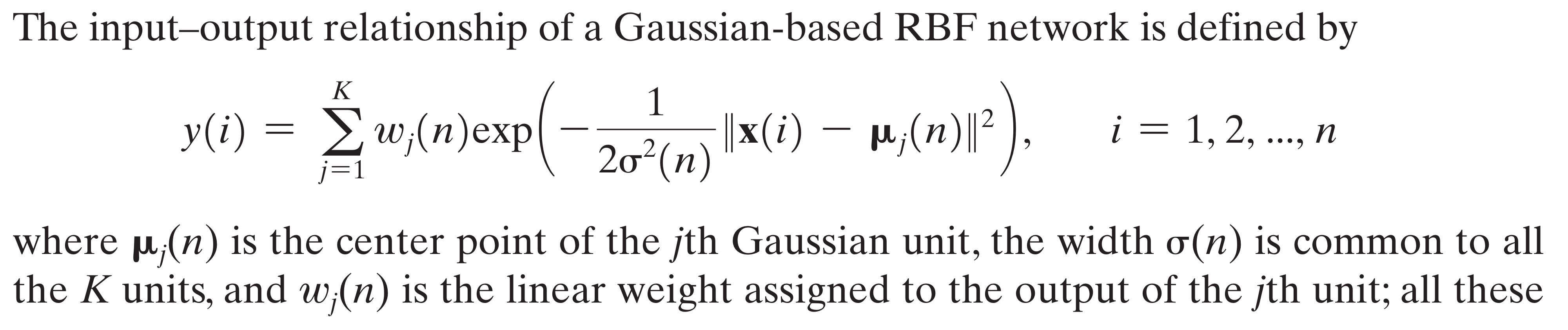 The input-output relationship of a Gaussian-based RBF | Chegg.com