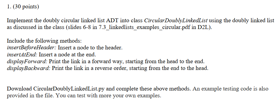 Solved CircularDoublyLinkedList is given below. Modify the | Chegg.com