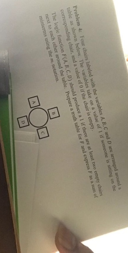 Solved Problem 4: Four chairs labeled with the variables A, | Chegg.com