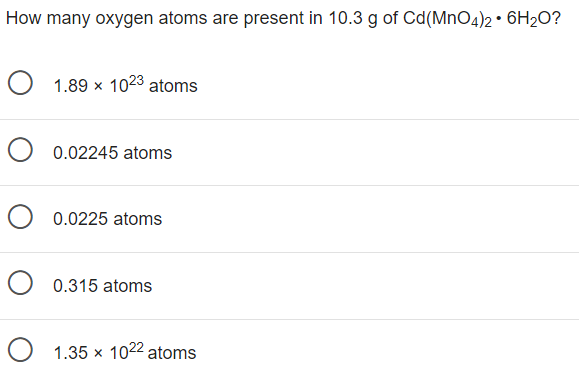 Solved How many oxygen atoms are present | Chegg.com