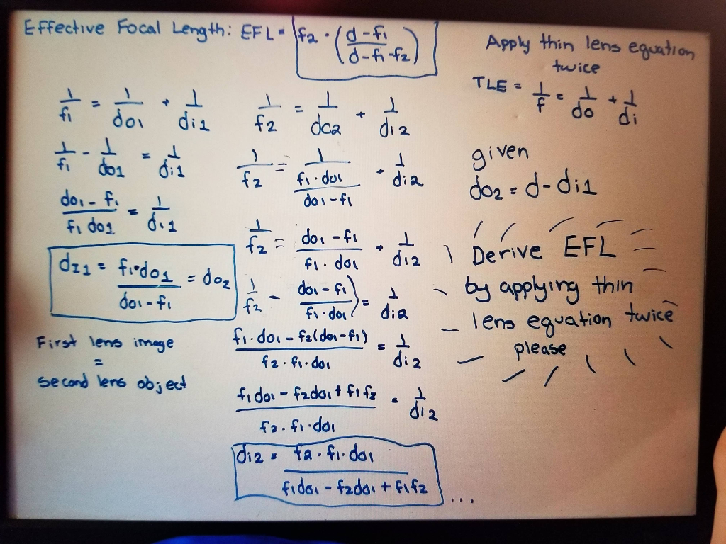 Solved Derive the Effective Focal Length by applying Thin | Chegg.com