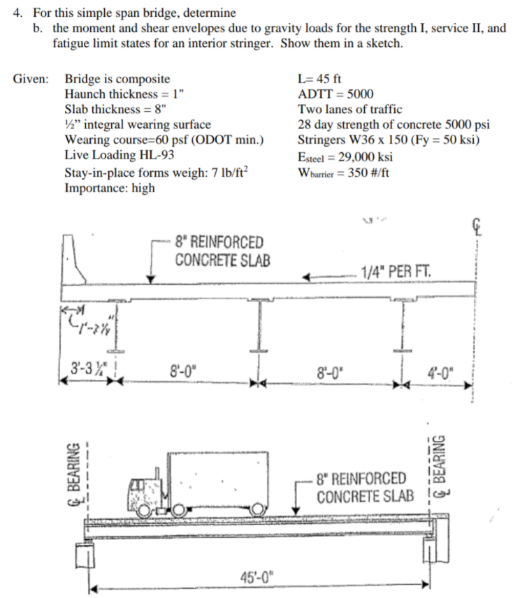 Solved 4. For this simple span bridge, determine b. the | Chegg.com