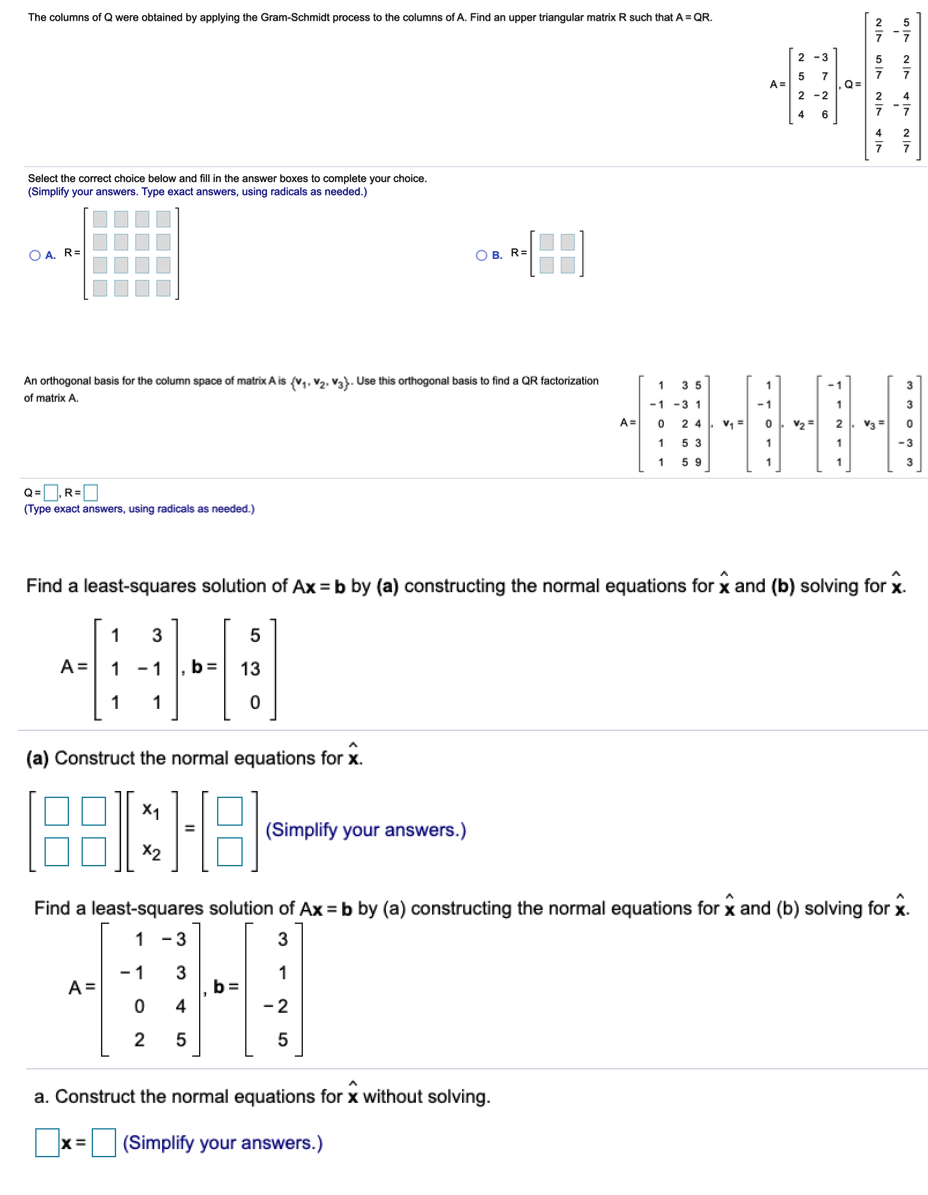 Solved The columns of Qwere obtained by applying the | Chegg.com