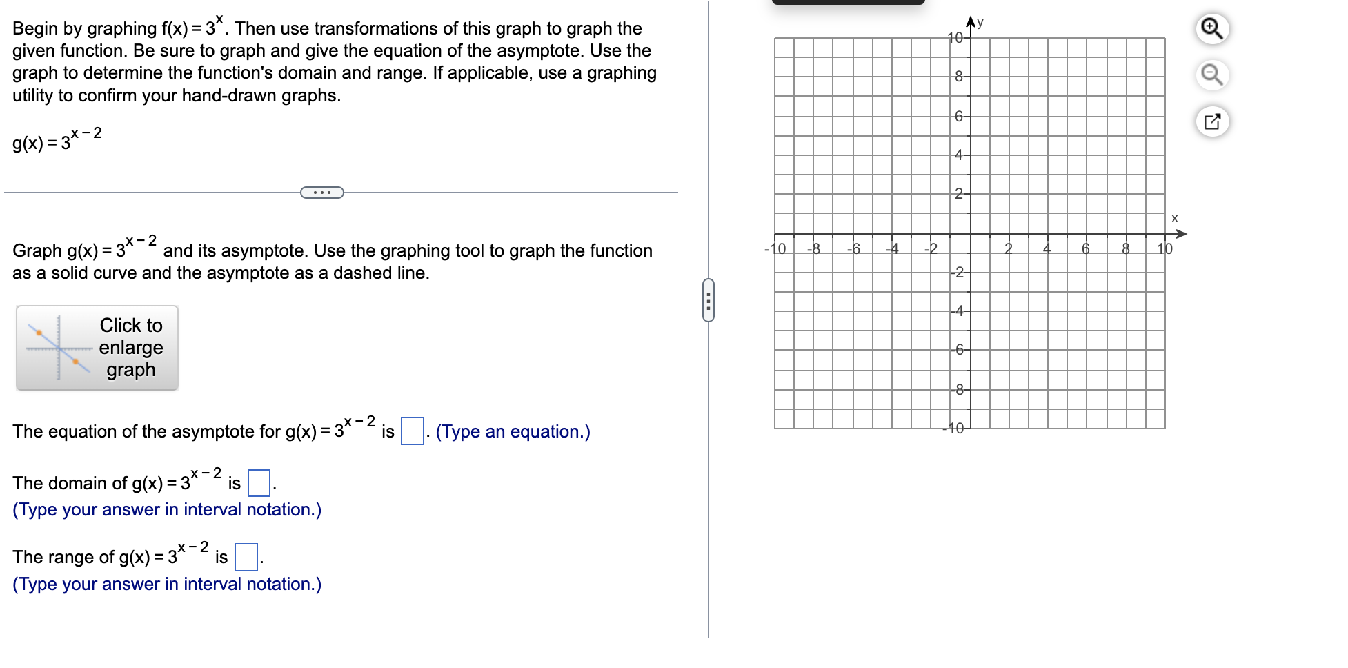 Solved 10- Begin by graphing f(x) = 3*. Then use | Chegg.com