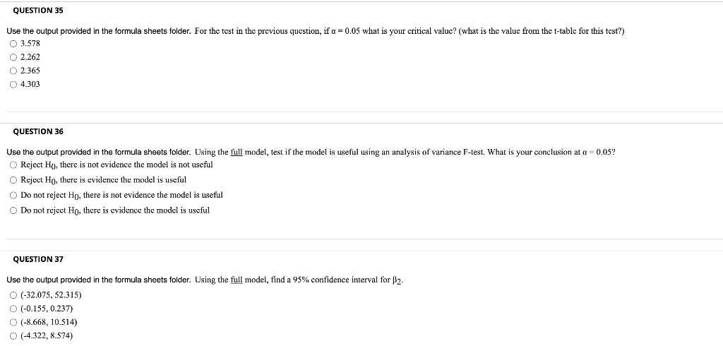 Solved Full Model Y = Bo + B1X1 + B2X2 + B3X1? + B4X22 + | Chegg.com
