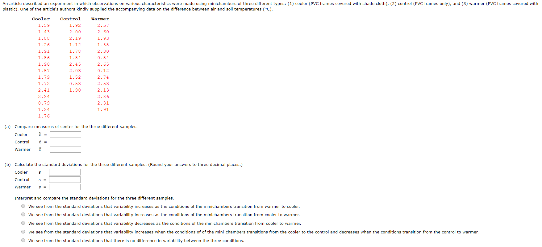 Solved An article described an experiment in which | Chegg.com