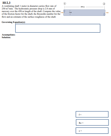 Solved please calculate reynolds number, friction factor, | Chegg.com