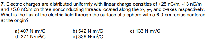 Solved 7. Electric charges are distributed uniformly with | Chegg.com