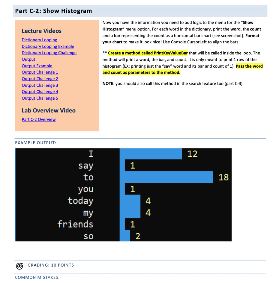 Part C-2: Show Histogram Now you have the information | Chegg.com