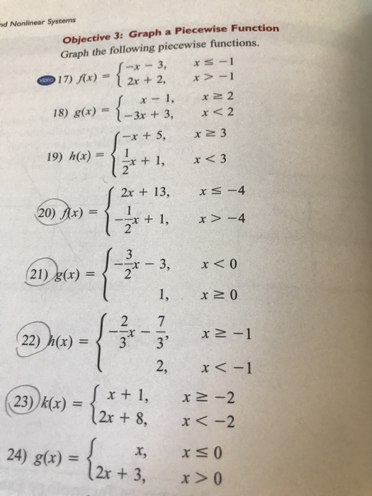 Solved d Nonlinear Systems Objective 3: Graph a Piecewise | Chegg.com