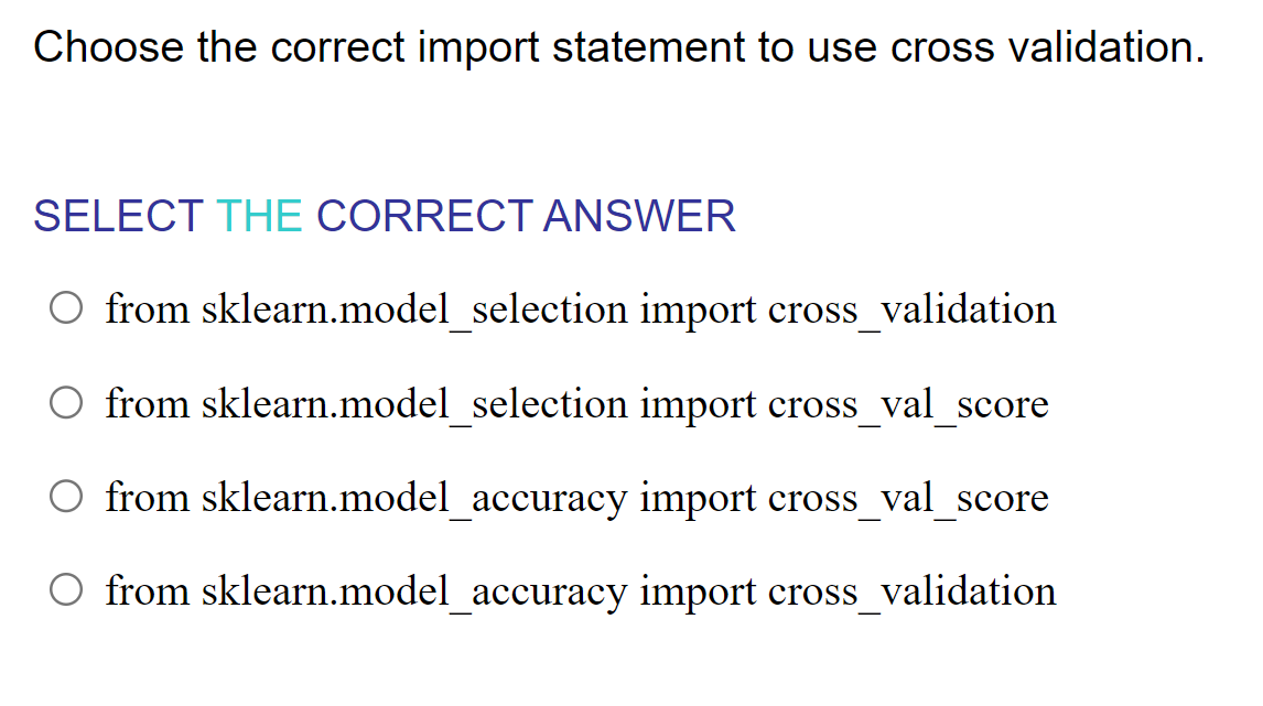 Solved Choose the correct import statement to use cross | Chegg.com