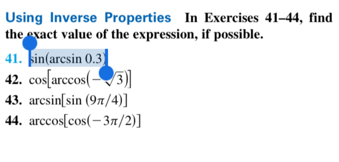 Solved Using Inverse Properties In Exercises 41-44, ﻿findthe | Chegg.com