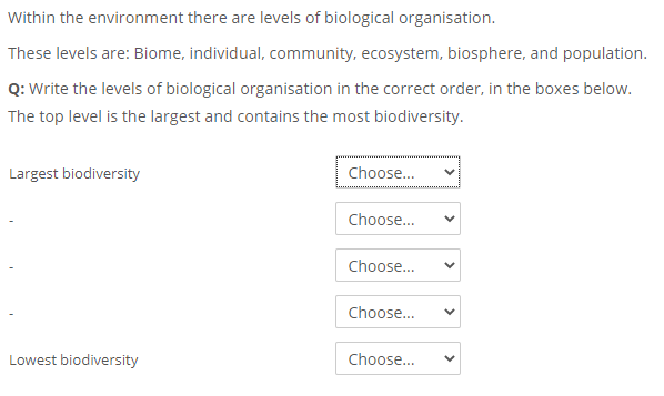 Solved Within the environment there are levels of biological | Chegg.com