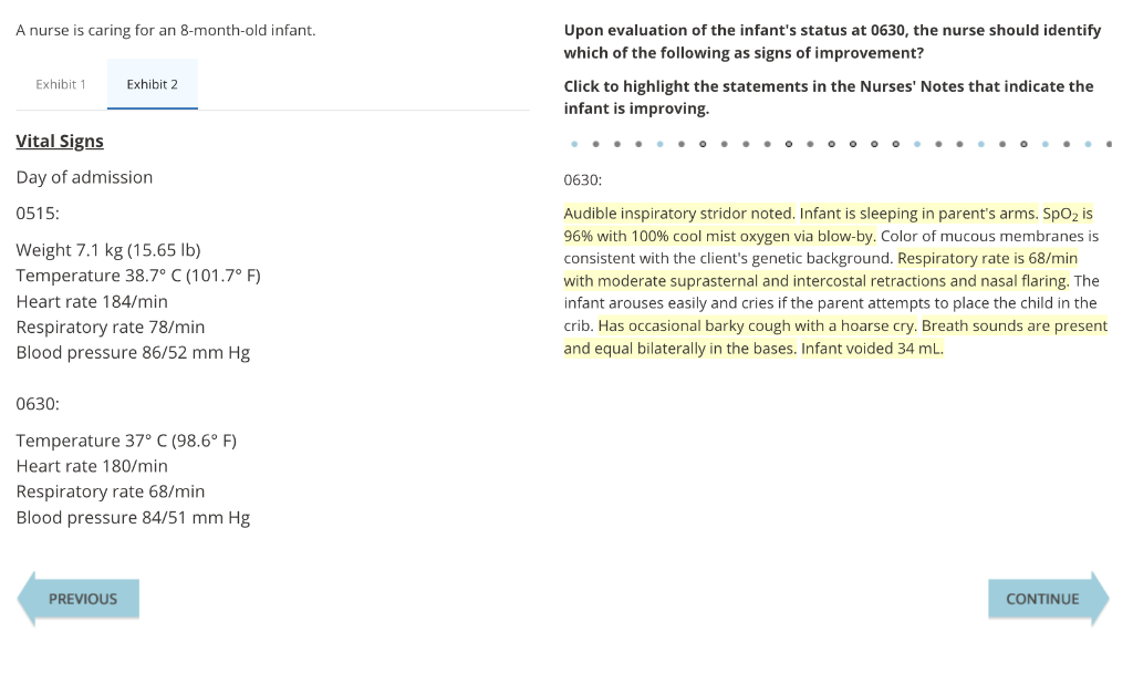 Solved A nurse is caring for an 8-month-old infant. Upon | Chegg.com