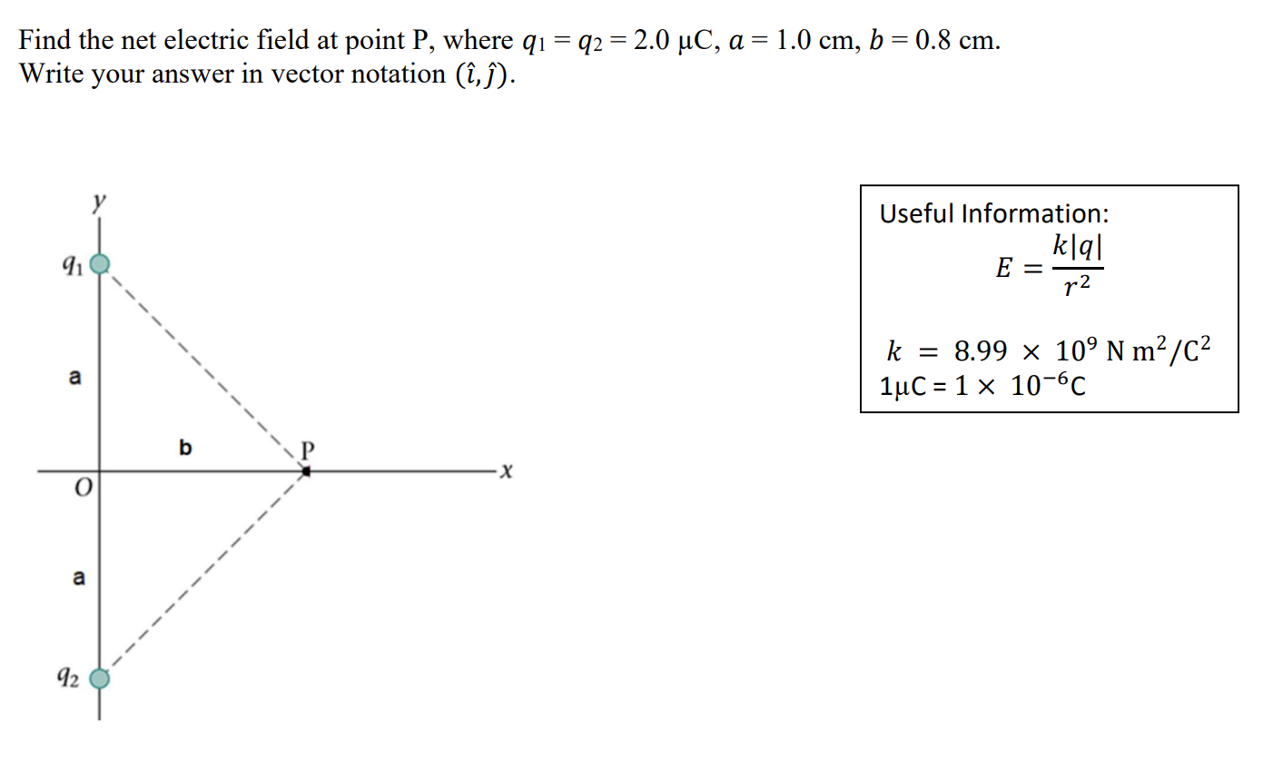 Solved Find the net electric field at point P, where | Chegg.com