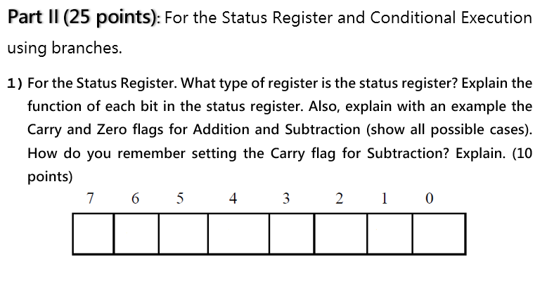 Solved Part II (25 points): For the Status Register and | Chegg.com