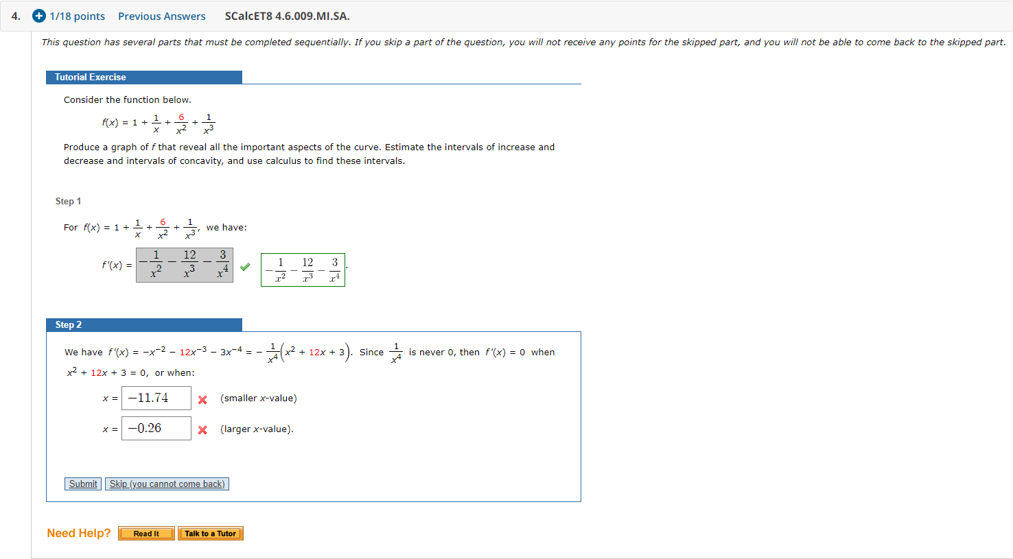 Solved SCalcET8 4.6.009. MI.SA. + 1/18 points Previous | Chegg.com