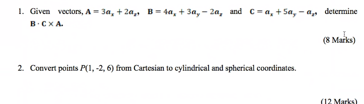 Solved 1. Given vectors, A = 3a, + 2a,, B = 4a, + 3a, - 2a, | Chegg.com