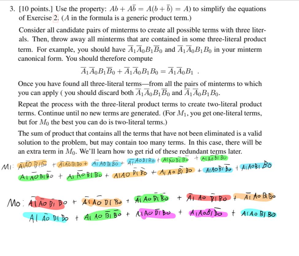 Solved 3. [10 points.] Use the property: Ab + A7 = A(b +5) = | Chegg.com