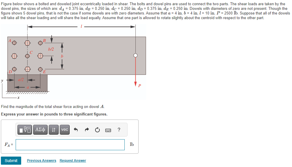 Figure below shows a bolted and doweled joint | Chegg.com