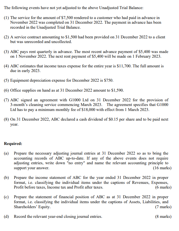 Solved ABC Limited (ABC) is a service company specialized in | Chegg.com