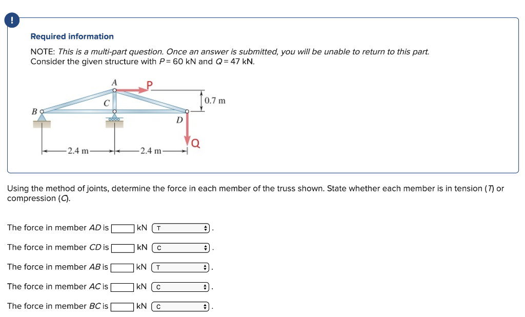 Solved The tension and compression answers are correct. just | Chegg.com