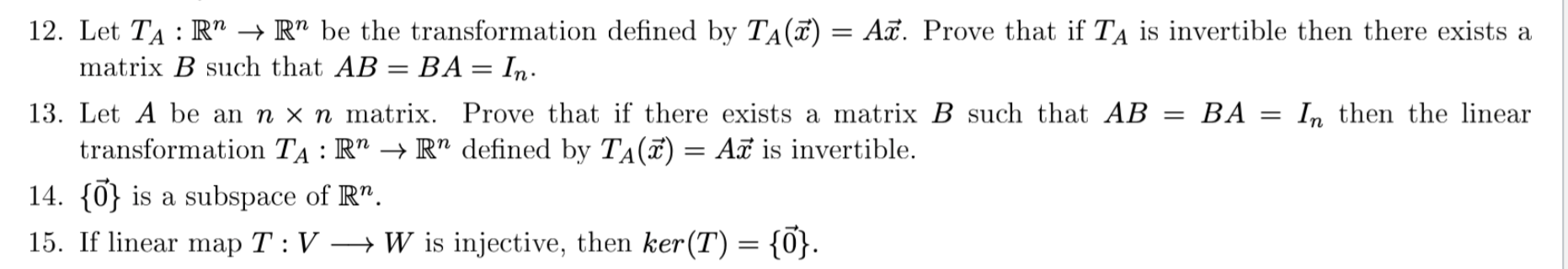 Solved 12. Let TA : RM → R™ be the transformation defined by | Chegg.com