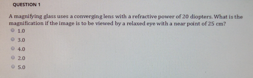 Solved QUESTION 1 A magnifying glass uses a converging lens | Chegg.com