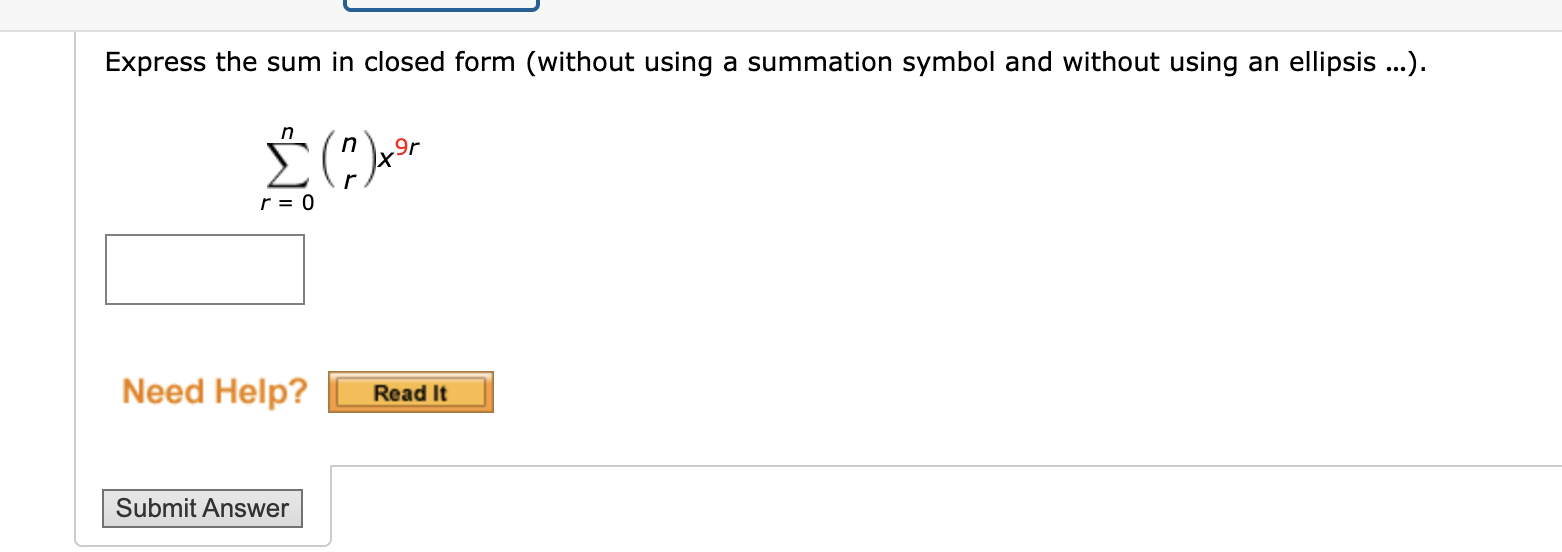 Solved Express the sum in closed form (without using a | Chegg.com