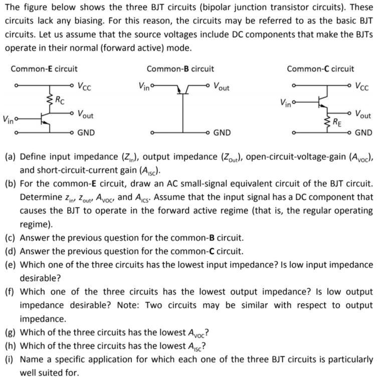 Solved The figure below shows the three BJT circuits | Chegg.com