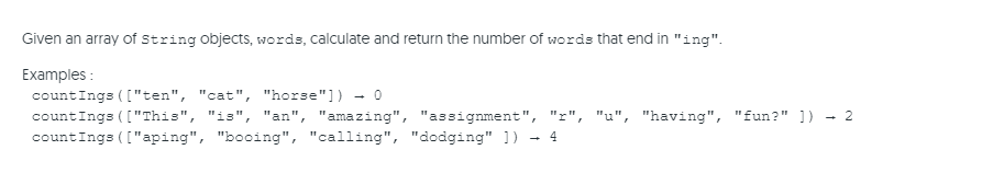 Solved Help with Java FRQ Given an array of String objects, | Chegg.com